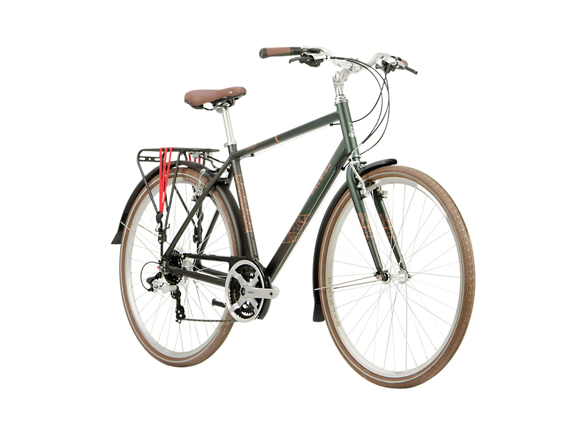 Raleigh Pioneer Grand Tour Crossbar Hybrid Bike Green and Black